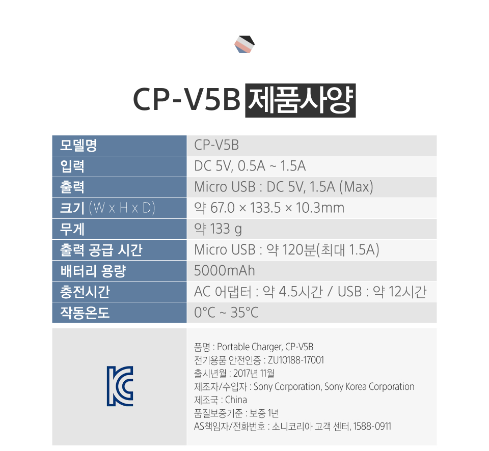 휴대용 충전기 CP-V5B 세일즈컨텐츠(1024이미지버전)